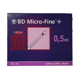 BD Micro-Fine Syringes U100 0.5ml 30G x 8mm (x100)